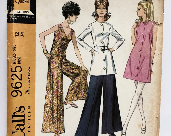 Vintage 1960's Shift Advance Sew-easy 3335 Size 13 Shift Long Sleeve or ...