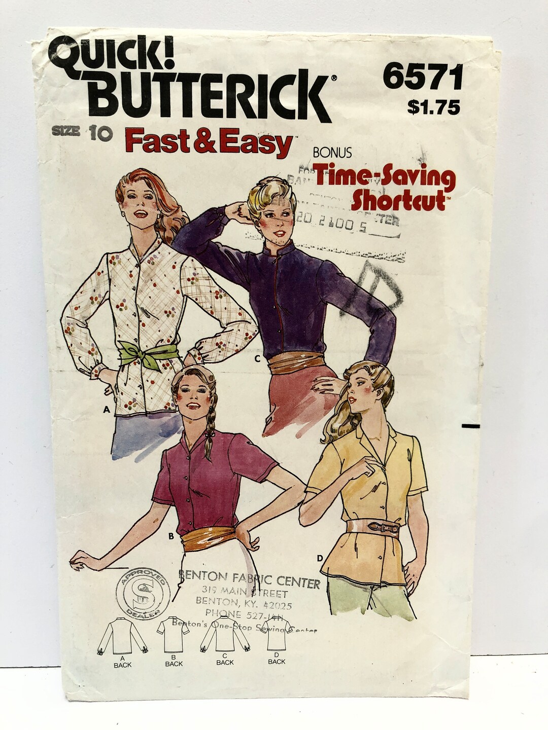 Uncut Vintage 1970's Quick Butterick 6571 Size 10 Blouse Pattern Long ...
