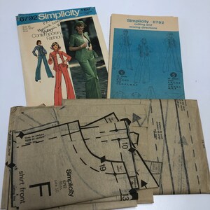 Vintae 1970s Simplcitiy 6792 Size 10 Shirt Wide Leg Pants Scarf Pattern ...