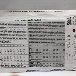 Uncut Vintage 1990's Very Easy Very Vogue 8564 Mock Wrap Dress Pattern ...