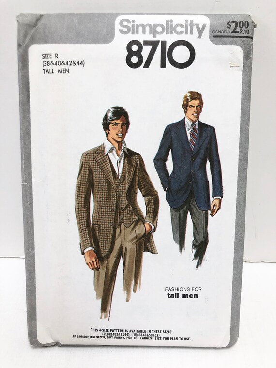 Uncut Vintage 1970's Simplicity 8710 Men's Lined | Etsy