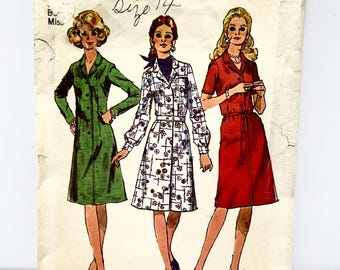 Vintage 1970's Vogue Paris Original 2339 Size 14 Molyneux A-line Dress ...