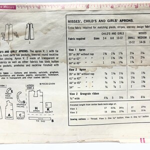 Uncut Vintae 1960's Simplicity 6809 Size Med 14-16 Misses Apron Pattern ...