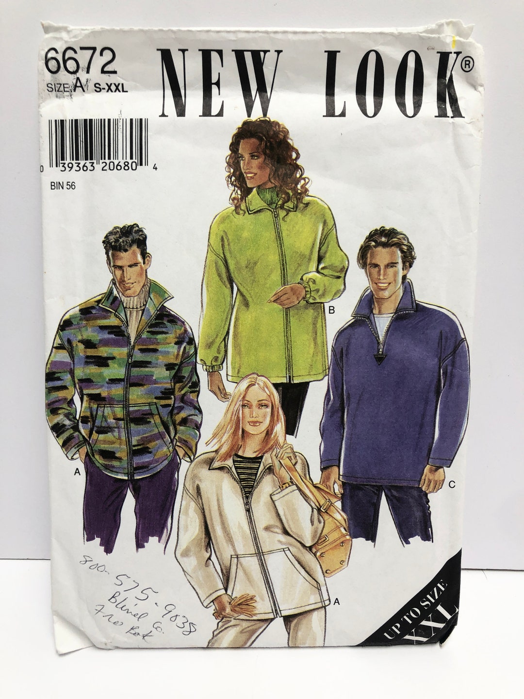 Uncut New Look 6672 Size A S-XXL Misses or Mens Jacket Pattern - Etsy