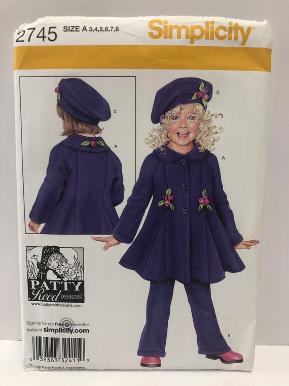 Simplicity 2745 A 3,4,5,6,7,8 Patty Reed Designs Sewing Pattern Girl's ...