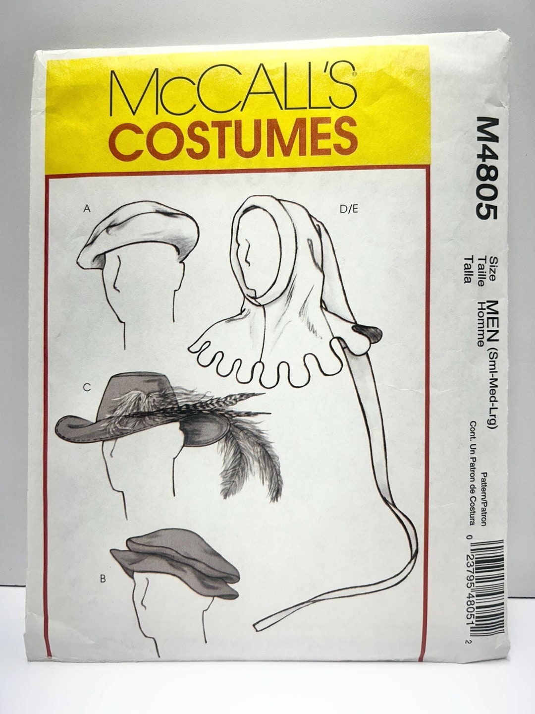Uncut Mccall's M 4805 Men's Sm-med-lg Medieval and Renaissance Hats ...