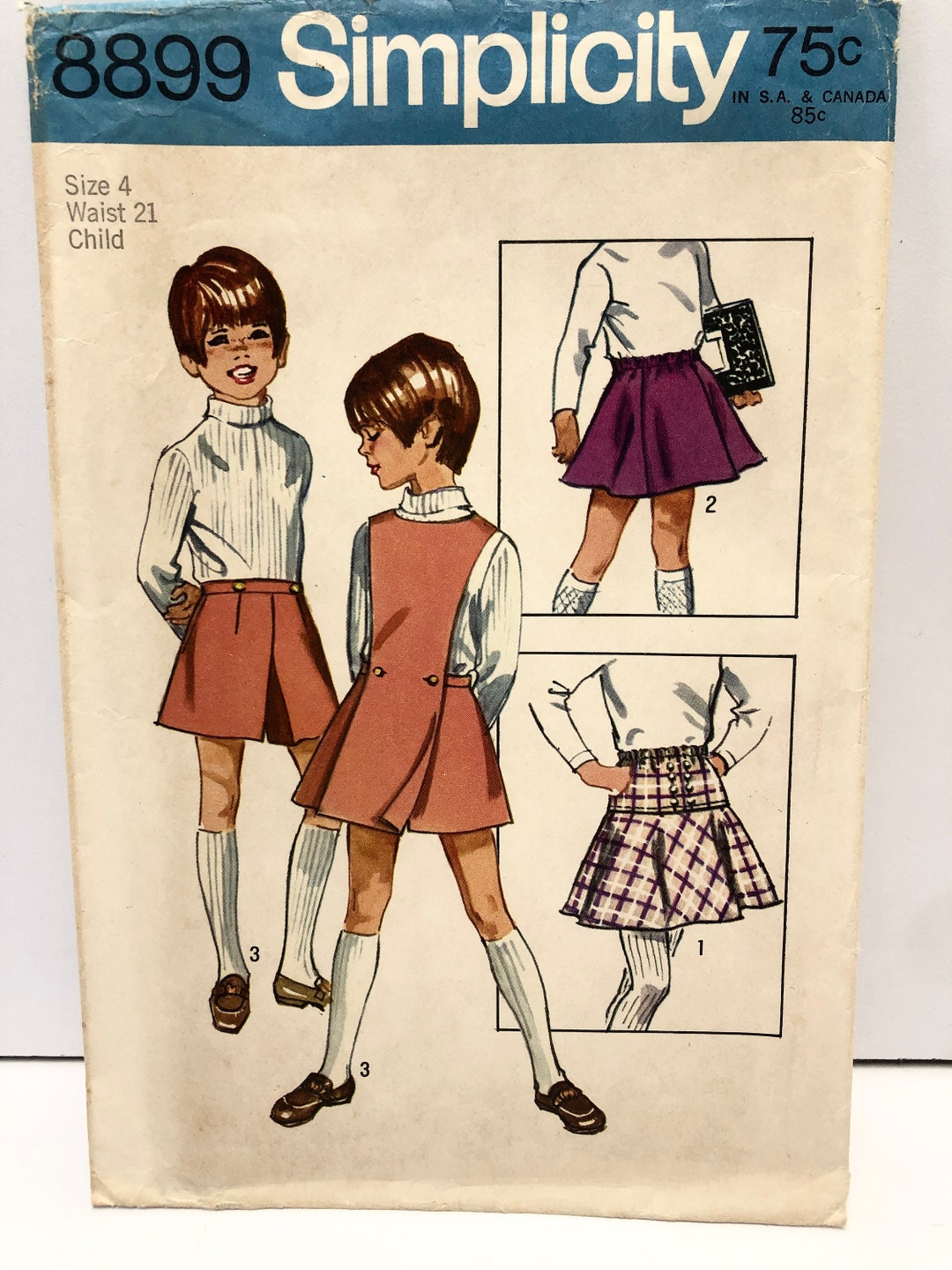 Uncut 1970's Simplicity 8899 Child Size 4 Set of Skirts Pantskirt and ...