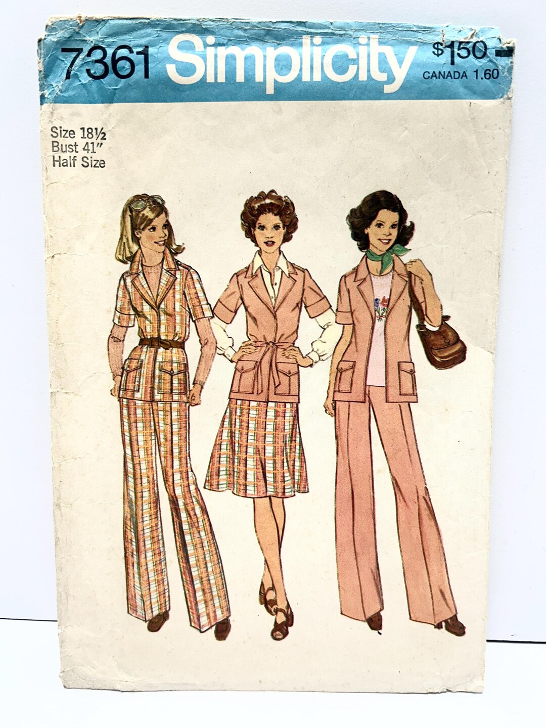 Vintage 1970's Simplicity 7361 Half Size 18 Bust 41 Frontwrap Jacket ...