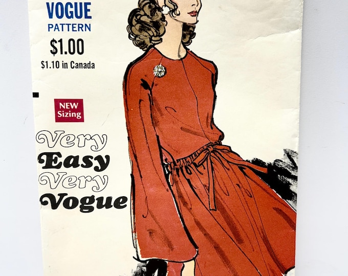 Vintage 1970's Very Easy Vogue 7614 Size 12 A-line Dress Pattern - Etsy