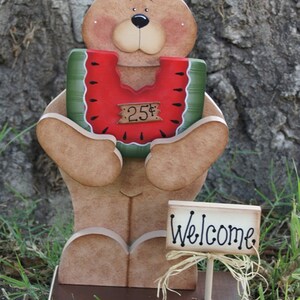 Aug- Watermelon Slice for Seasonal "huggy" Bear - Wood Welcome Shelf ...