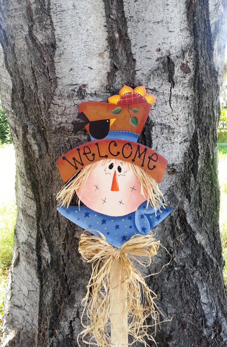 Fall Autumn thanksgiving Scarecrow Welcome Sign Yard Art - Etsy