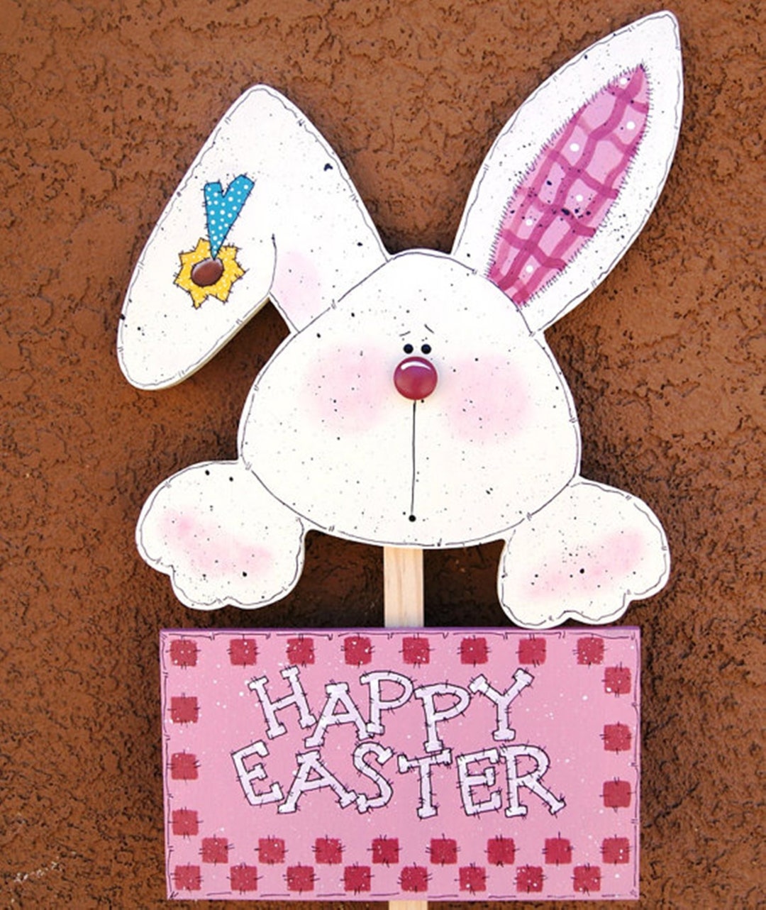 Happy Easter Bunny Yard Stick - Wood Easter Decoration - Yard Sign ...
