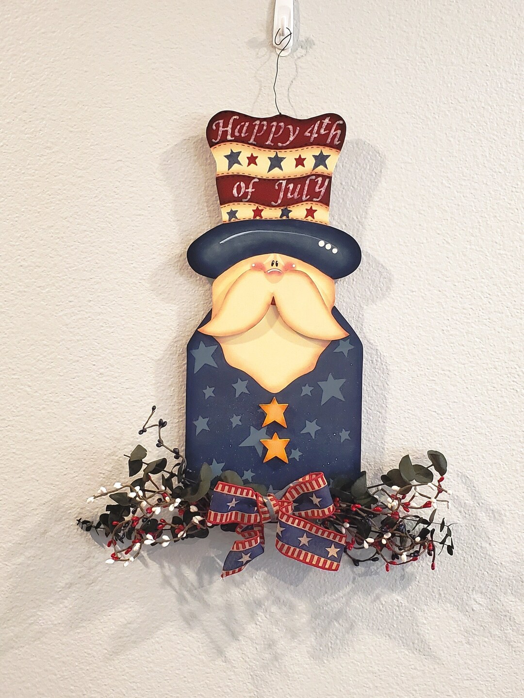 Uncle Sam Happy 4th Door or Wall Hanging - 4th of July Americana Wood ...