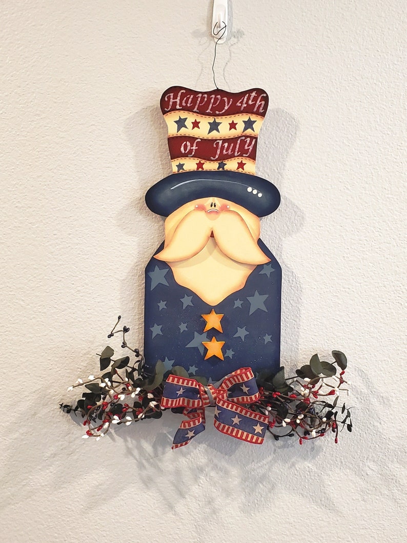 Uncle Sam Happy 4th Door or Wall Hanging - 4th of July Americana Wood ...
