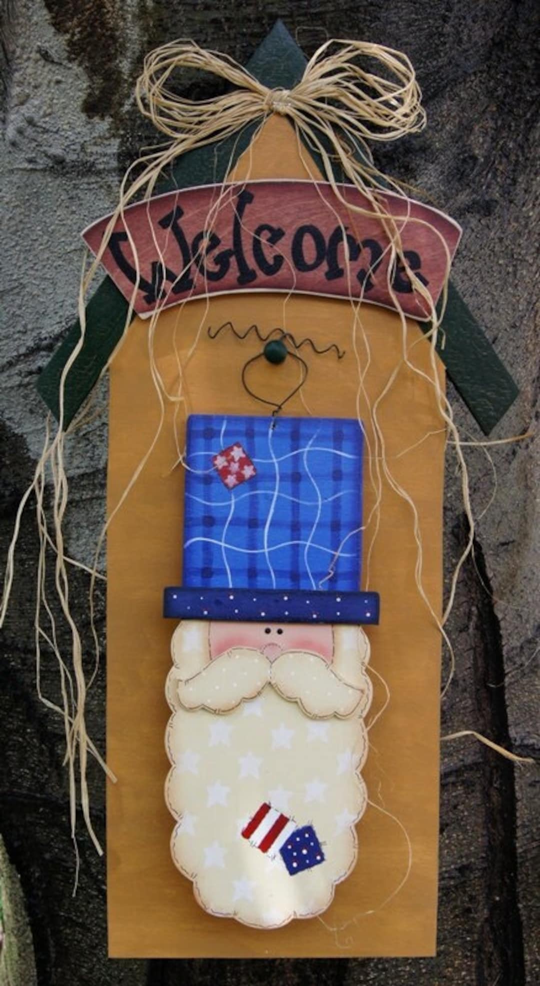 July - Uncle Sam for "welcome to Our Home" Seasonal Wood Sign - Door or ...