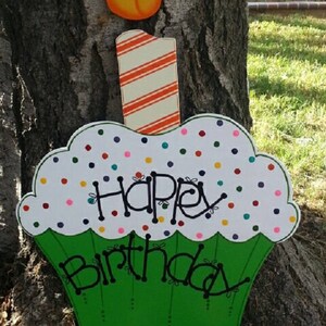 Extra Large Happy Birthday Cupcake Sign 27 Tall Wood - Etsy
