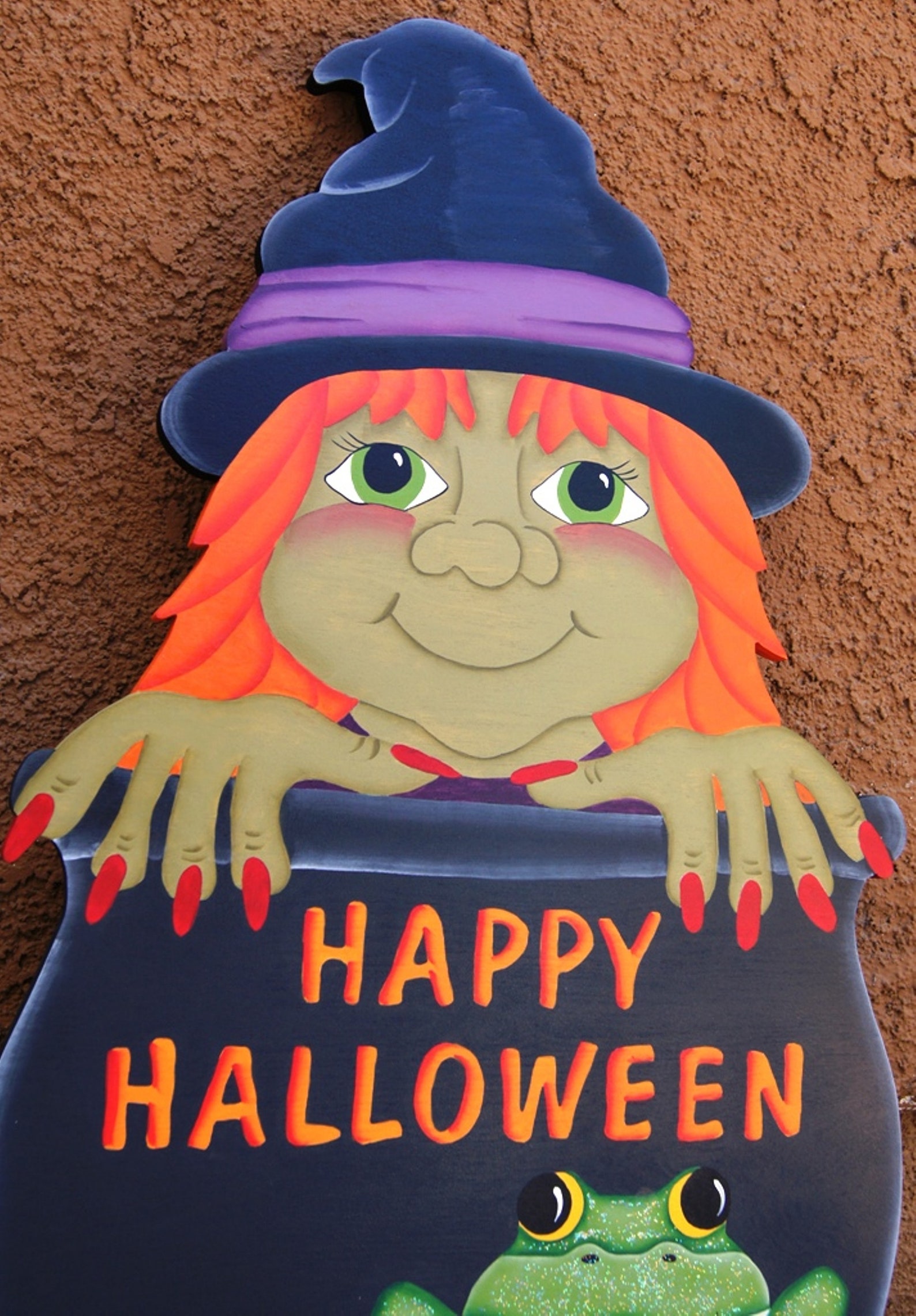 Witch and Frog Yard Wood Decoration Outdoor Yard Art - Etsy