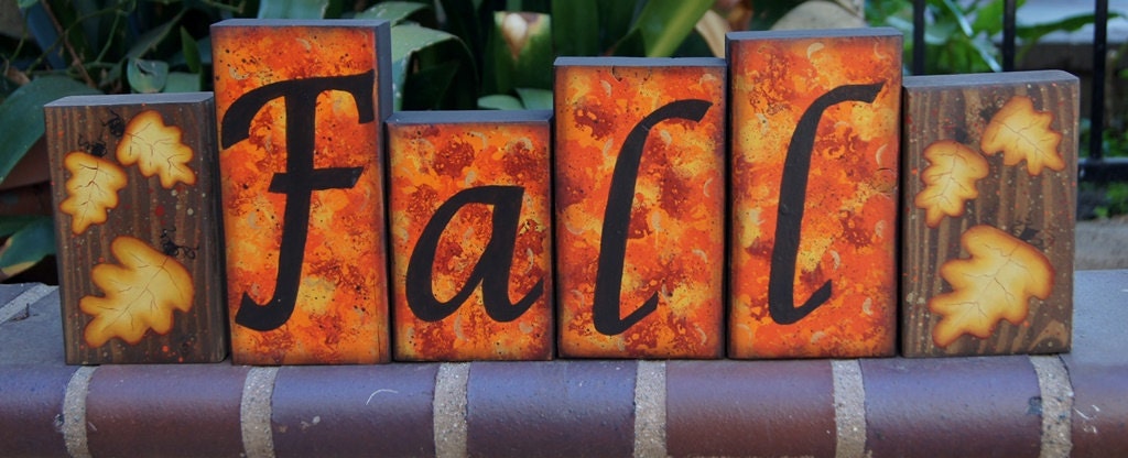 Fall Wood Mantle Blocks Fall or Thanksgiving Decoration | Etsy