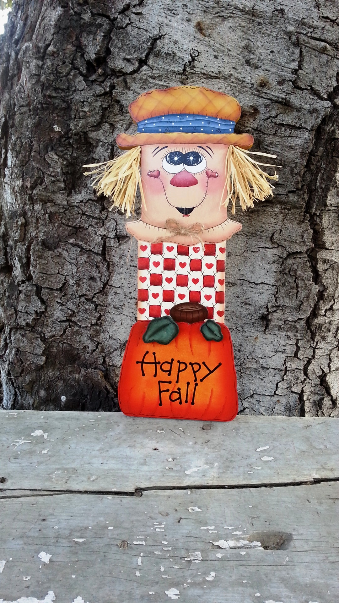 Fall or Thanksgiving Scarecrow Door or Wall Hanger - Wood Welcome Sign ...