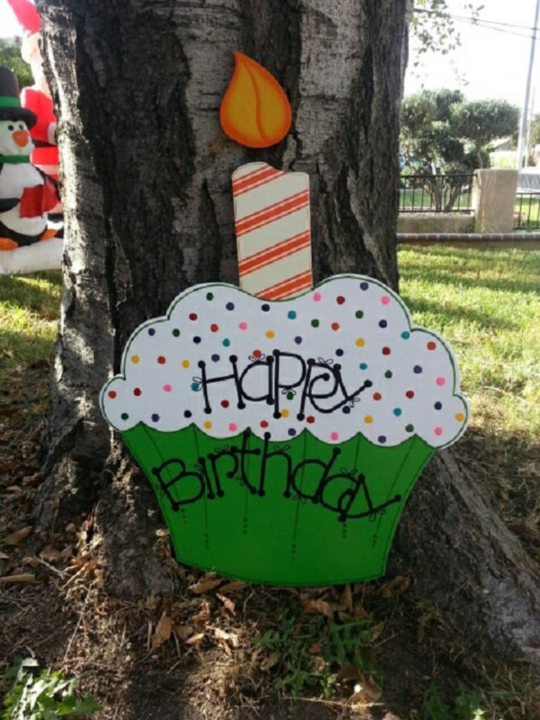 Extra Large Happy Birthday Cupcake Sign 27 Tall Wood - Etsy