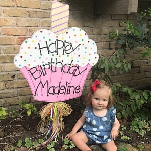 Extra Large Happy Birthday Cupcake Sign 27 Tall Wood - Etsy
