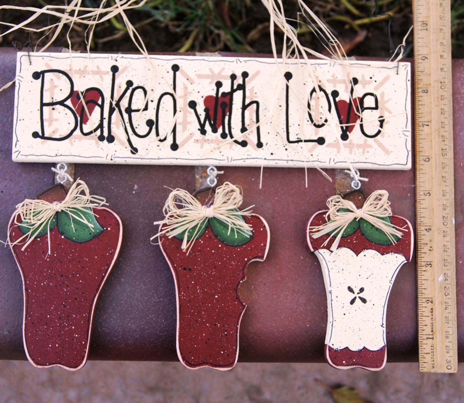 Kitchen Wood Sign Apple Wall Hanging Decoration Country | Etsy