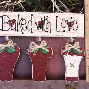Kitchen Wood Sign - Apple Wall Hanging Decoration - Country Apple ...