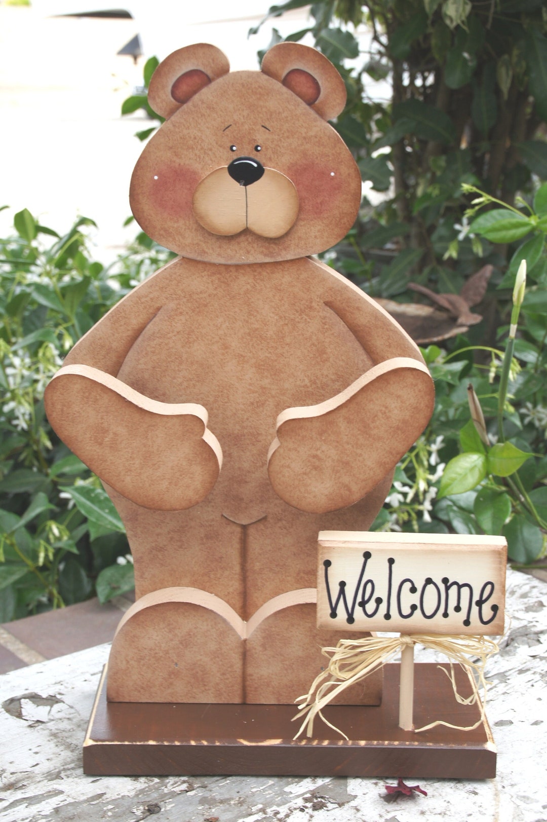 Seasonal "huggy" Bear - Wood Welcome Shelf Sitter - Interchangeable ...