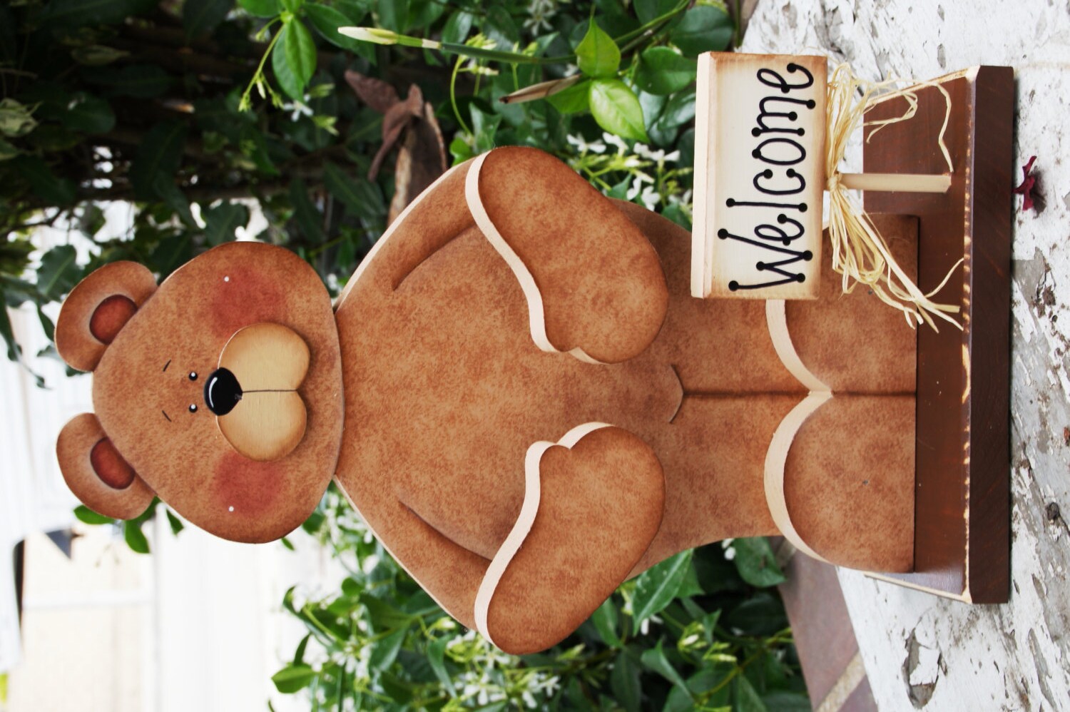 Seasonal Huggy Bear Wood Welcome Shelf Sitter | Etsy