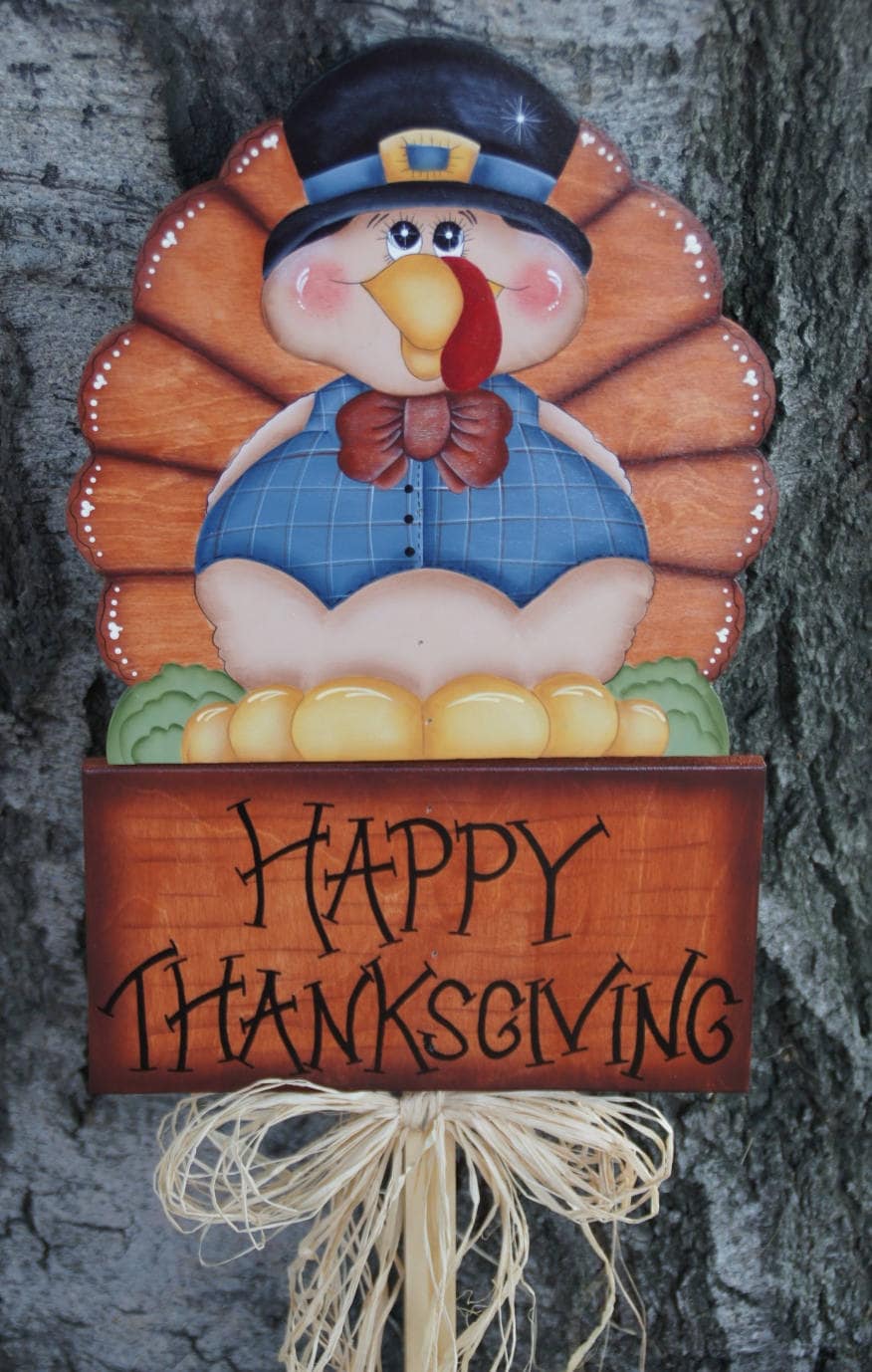 Mr Turkey Happy Thanksgiving Sign Yard Art Wood Decoration - Etsy