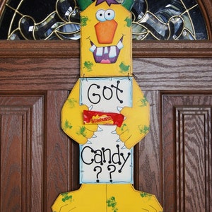 Halloween Goofy Monster Door or Wall Hanging - Wood Welcome Halloween ...
