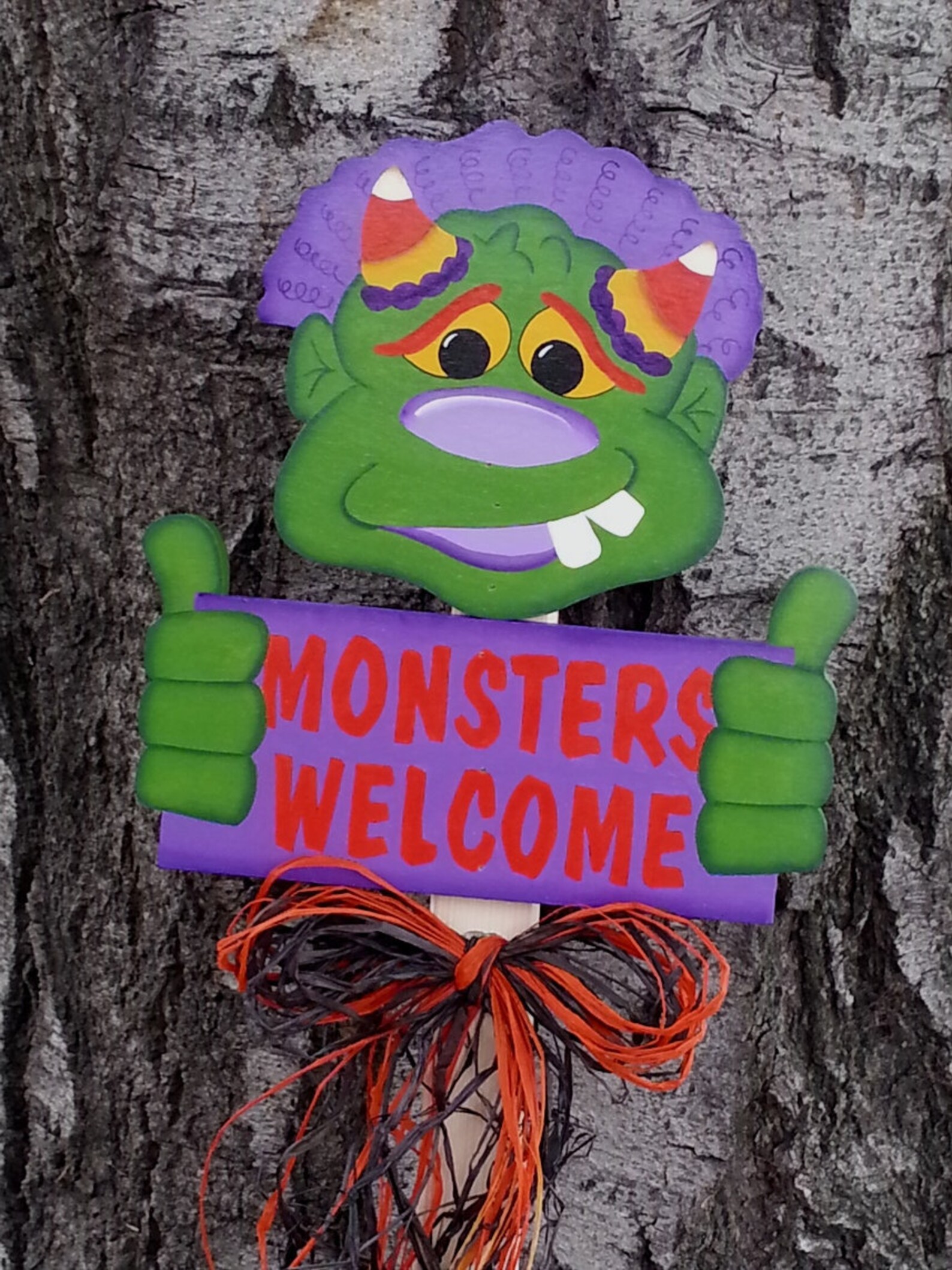 Halloween Monster Welcome Yard Stake Wood Halloween Wood - Etsy