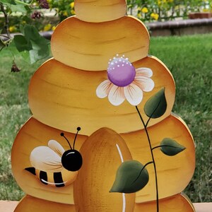Bee, Beehive and Flower Table Mantle Desk Shelf Sitter - Spring Wood ...
