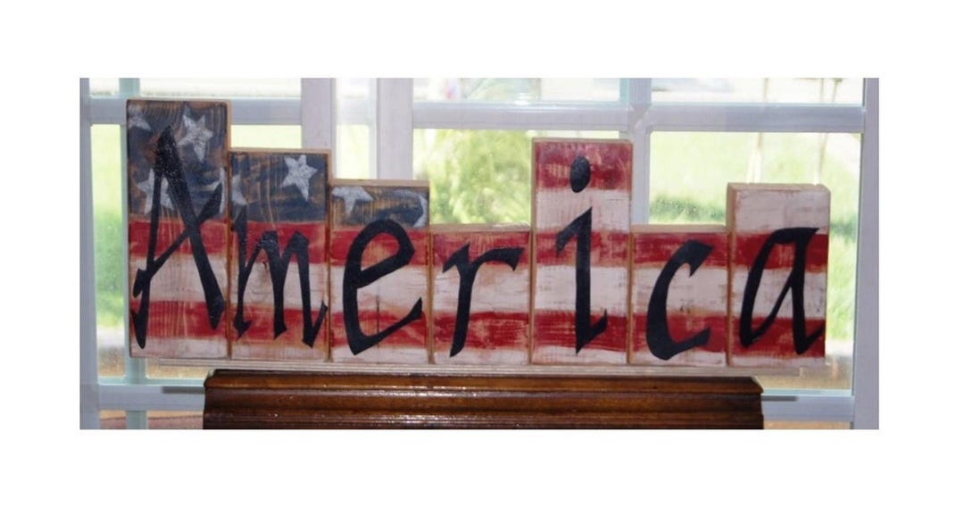 America - Wood Letter Blocks - Americana - Patriotic or 4th of July ...