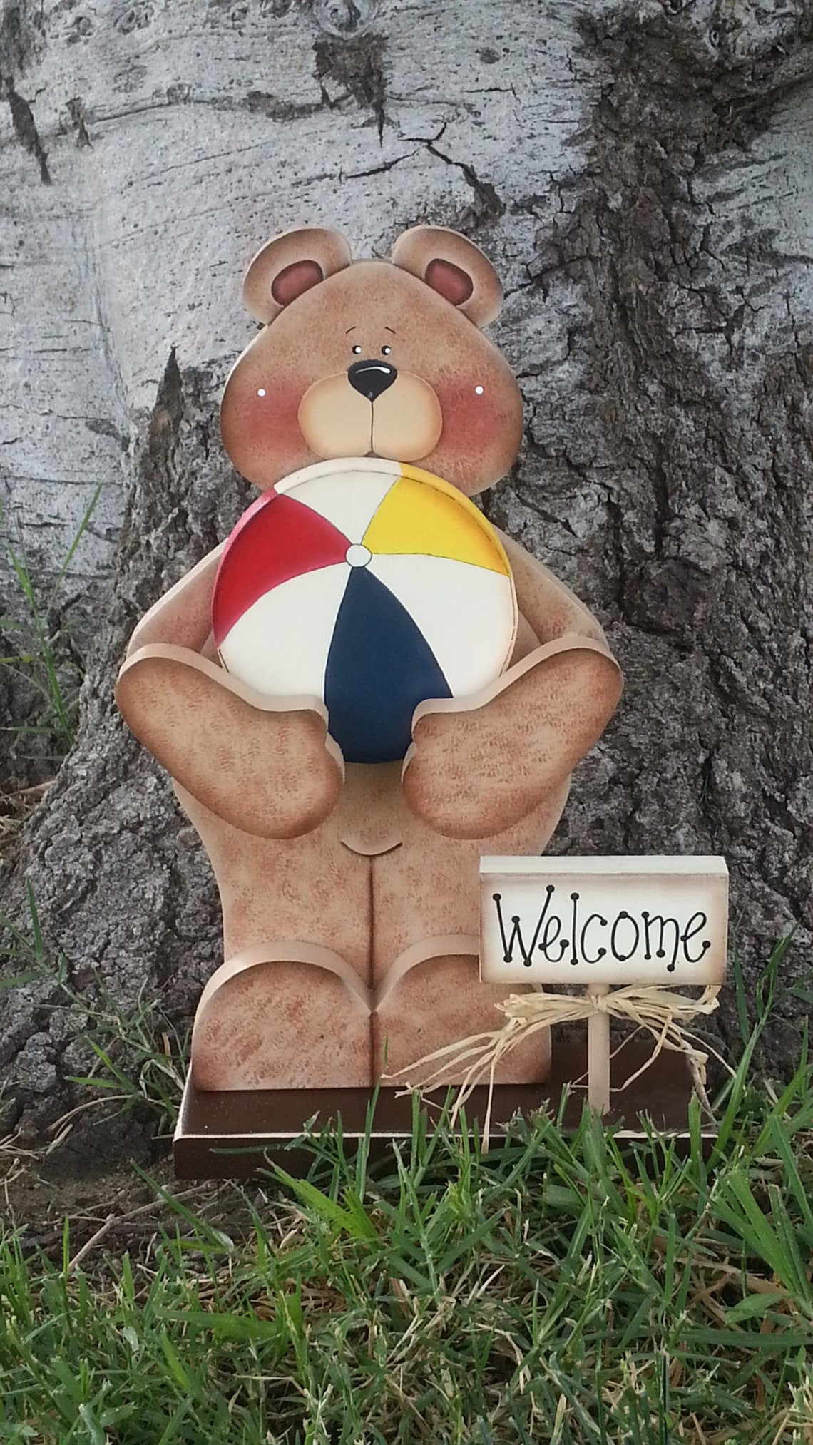 Seasonal huggy Bear Wood Welcome Shelf Sitter | Etsy