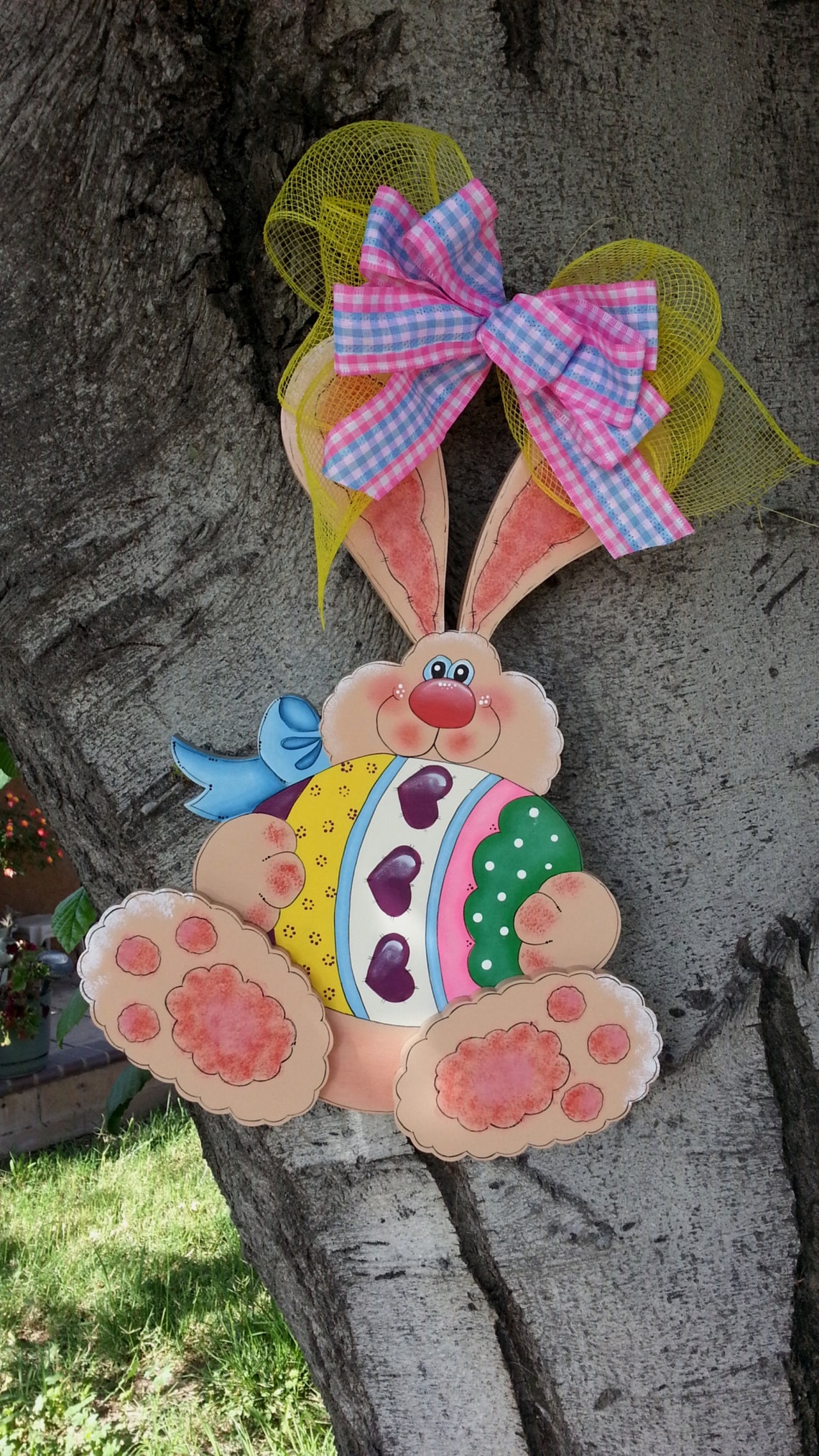 Happy Easter Bunny With Egg Door or Wall Hanger - Etsy