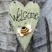 Welcome Heart Sign With Roses and Daisy Wood Door or Wall - Etsy