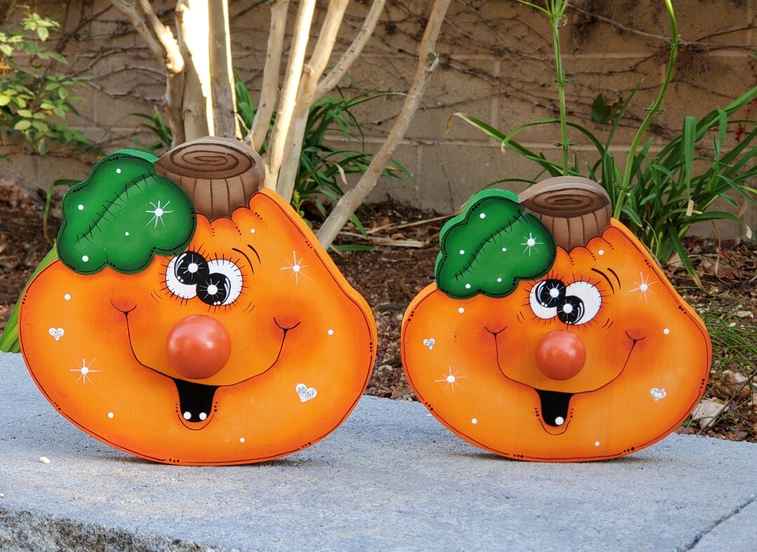 Halloween - Thanksgiving Pumpkin Duo - Table, Mantle, Desk Sitters ...