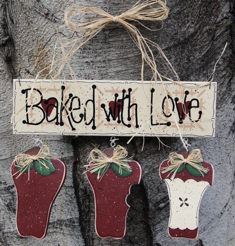 Kitchen Wood Sign Apple Wall Hanging Decoration Country - Etsy