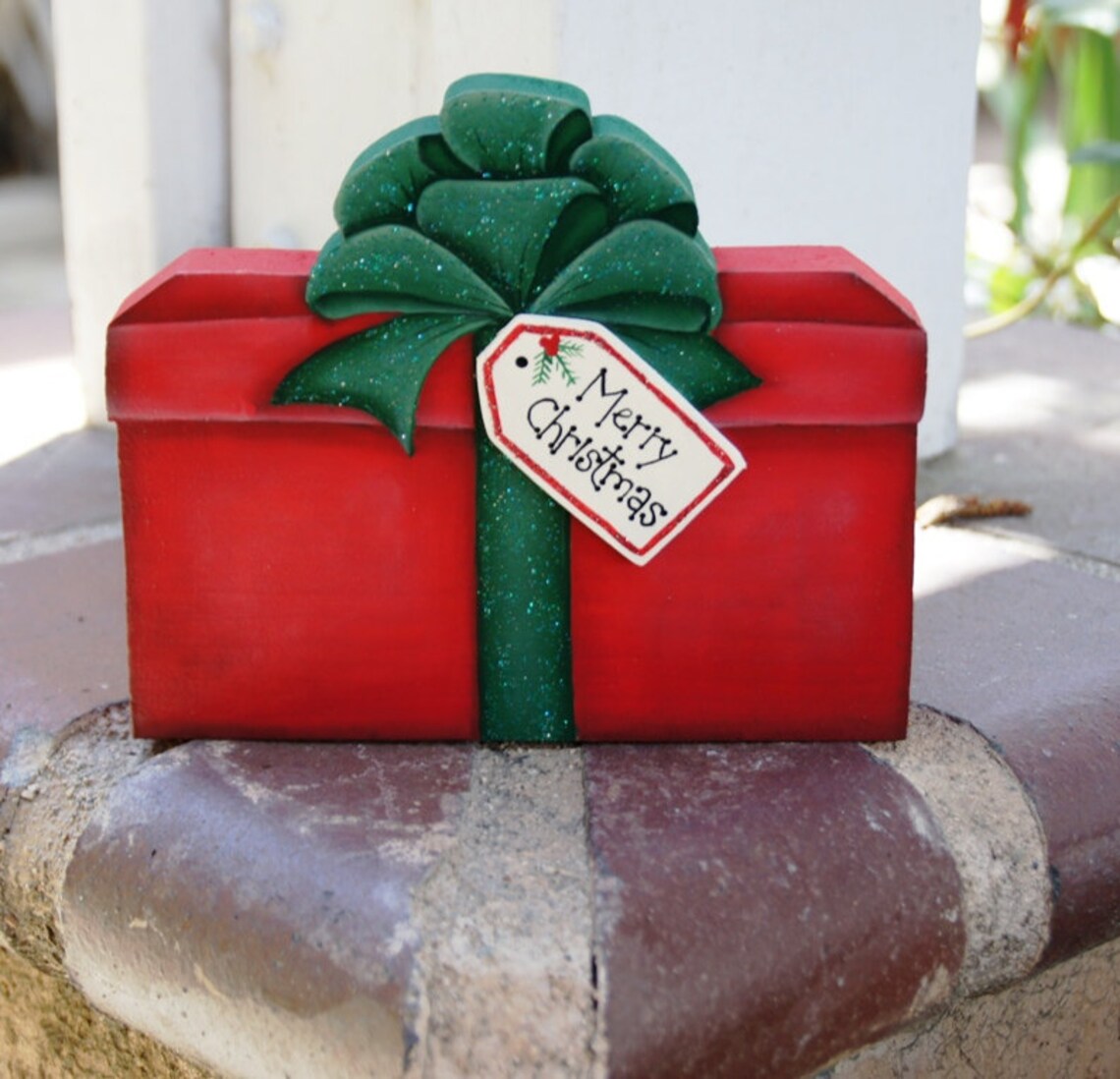 December - Christmas Present for Seasonal "huggy" Bear - Wood Welcome ...