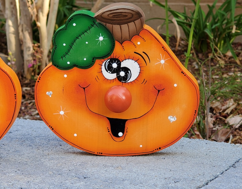 Halloween - Thanksgiving Pumpkin Duo - Table, Mantle, Desk Sitters ...
