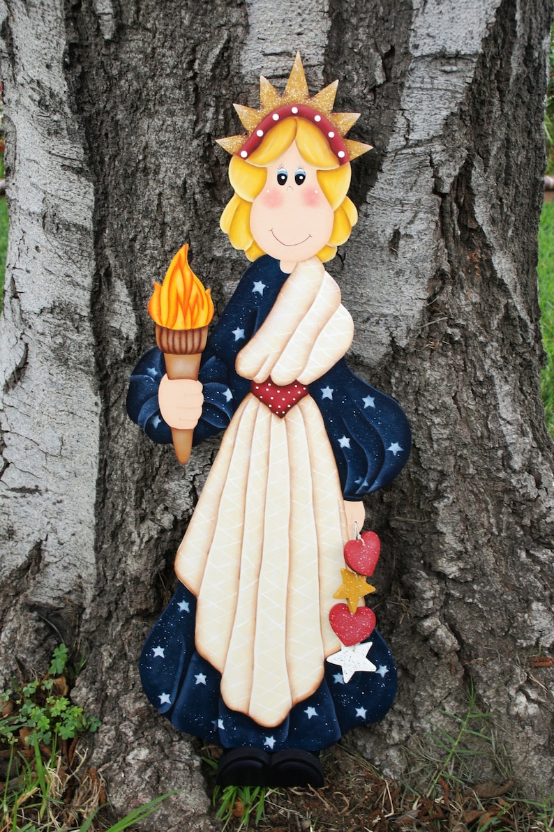 Miss Liberty Wood Yard Art Decoration - 4th of July or Patriotic ...