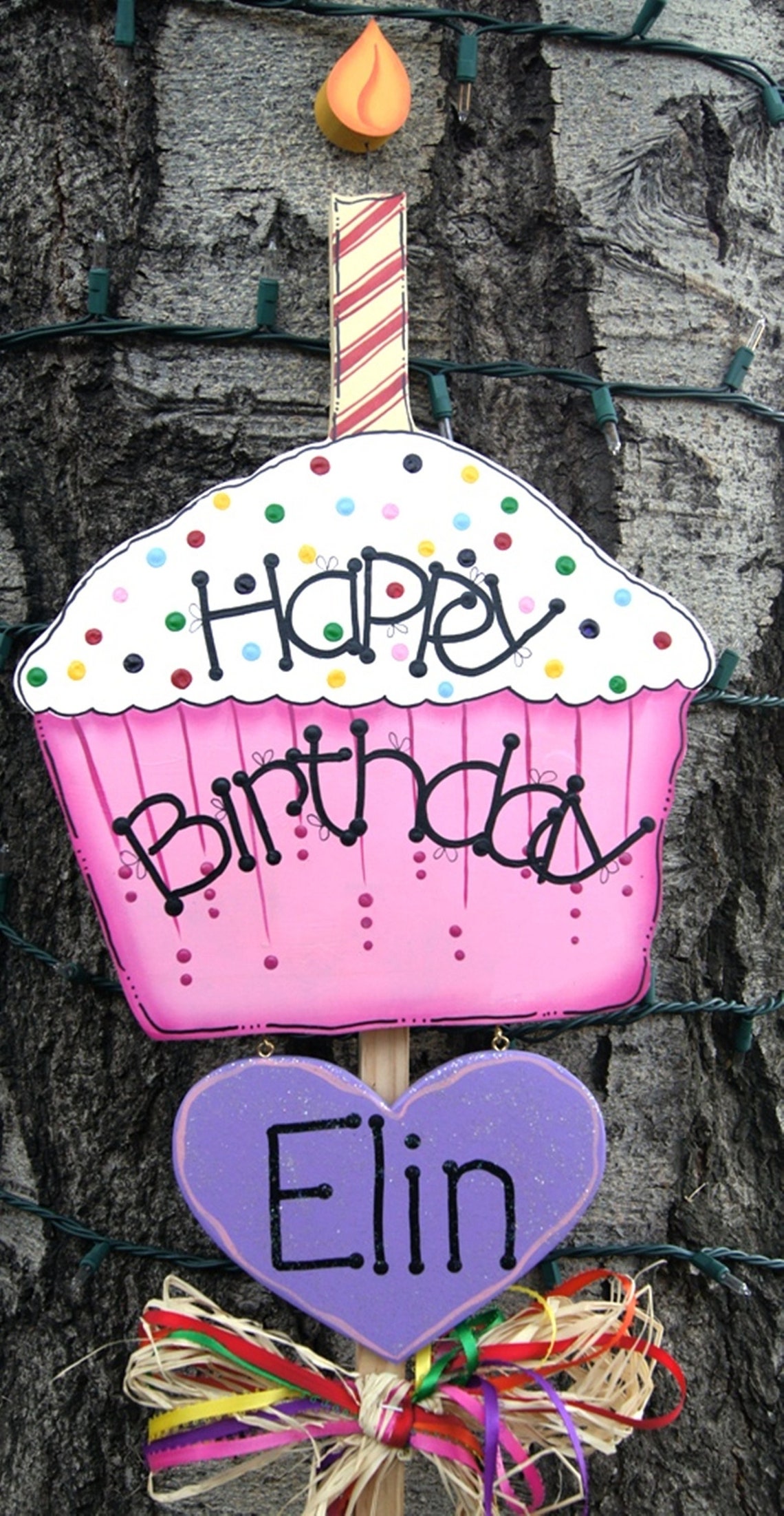 Happy Birthday Cupcake Yard Stake Boy or Girl Birthday Wood - Etsy