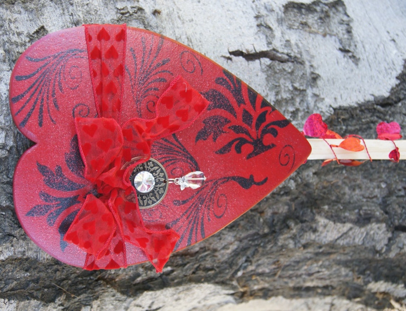 Valentine Red Heart Yard Stick Wood Outdoor Decoration | Etsy