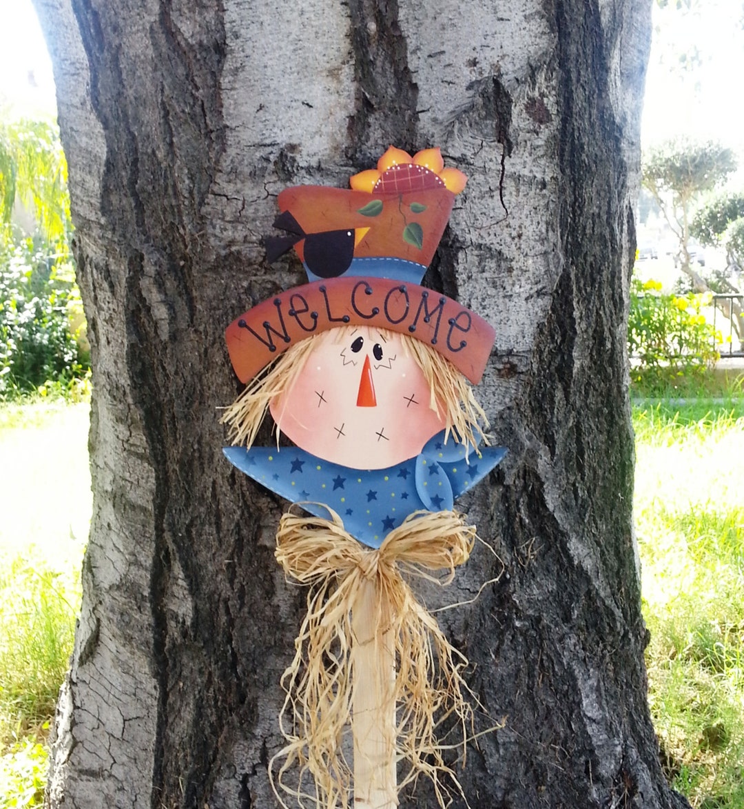 Fall, Autumn ,thanksgiving Scarecrow Welcome Sign - Yard Art Wood ...