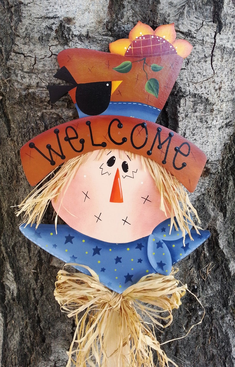 Fall Autumn thanksgiving Scarecrow Welcome Sign Yard Art - Etsy