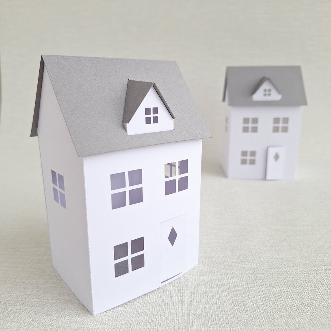 3D Paper House /christmas Village/ DIY House/ Paper Village/ Tea Light ...