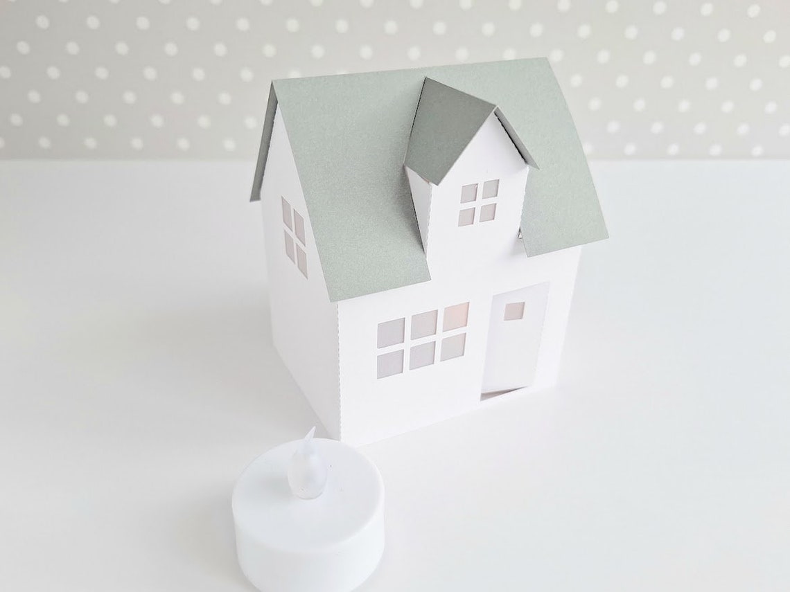 3D Paper House / Christmas House/ DIY Tea Light/ Paper Village/ Tea ...