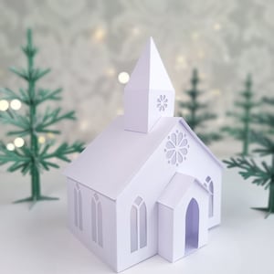 3D Paper Church Tea Light House: Scandi Christmas Village (SVG File) - Etsy