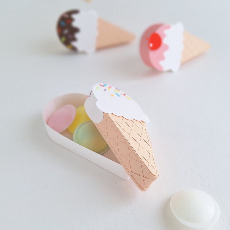Ice Cream Cone Gift Box/paper Container / Treat Box/ DIY Gift Box ...